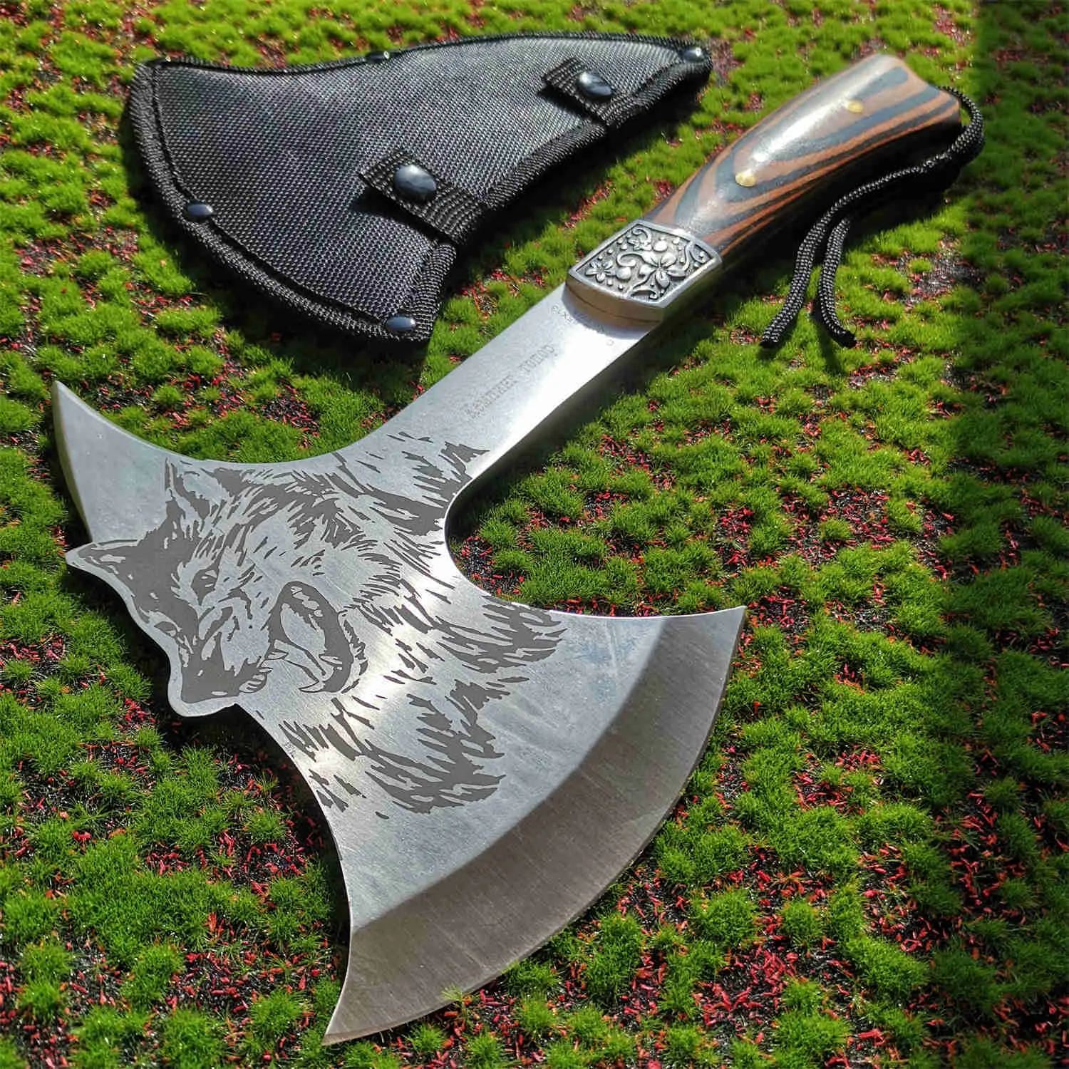 60HRC Multi Function Survival Axe Stainless Steel Color Wood Short ...