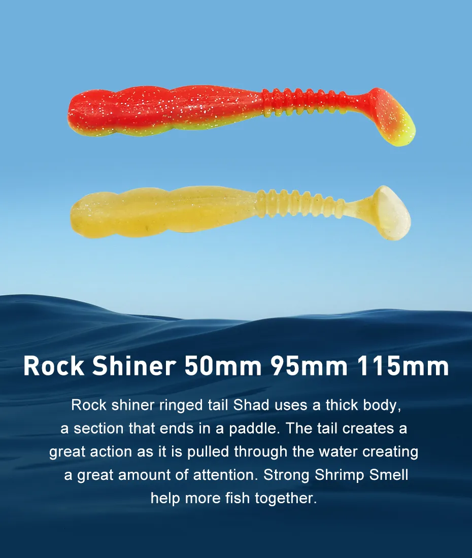 ESFISHING Rock Viber Shad Soft Baits Lures: 50mm, 95mm, 115mm Shiner ...