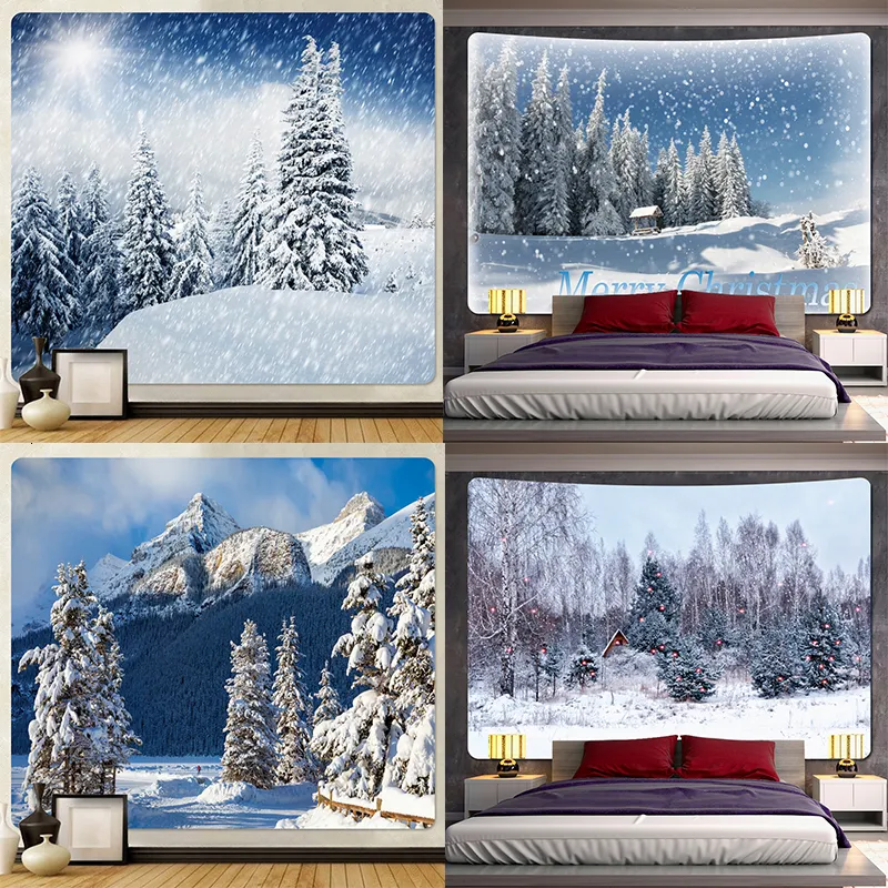 DHgate.com:Customizable Christmas Snow Scene Tapestry Psychedelic Wall ...