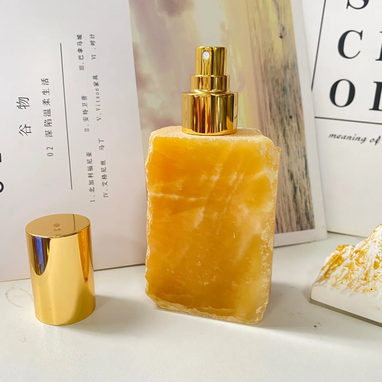 DHgate.com:Natural Stone Topaz Perfume Bottle: Refillable Gemstone ...