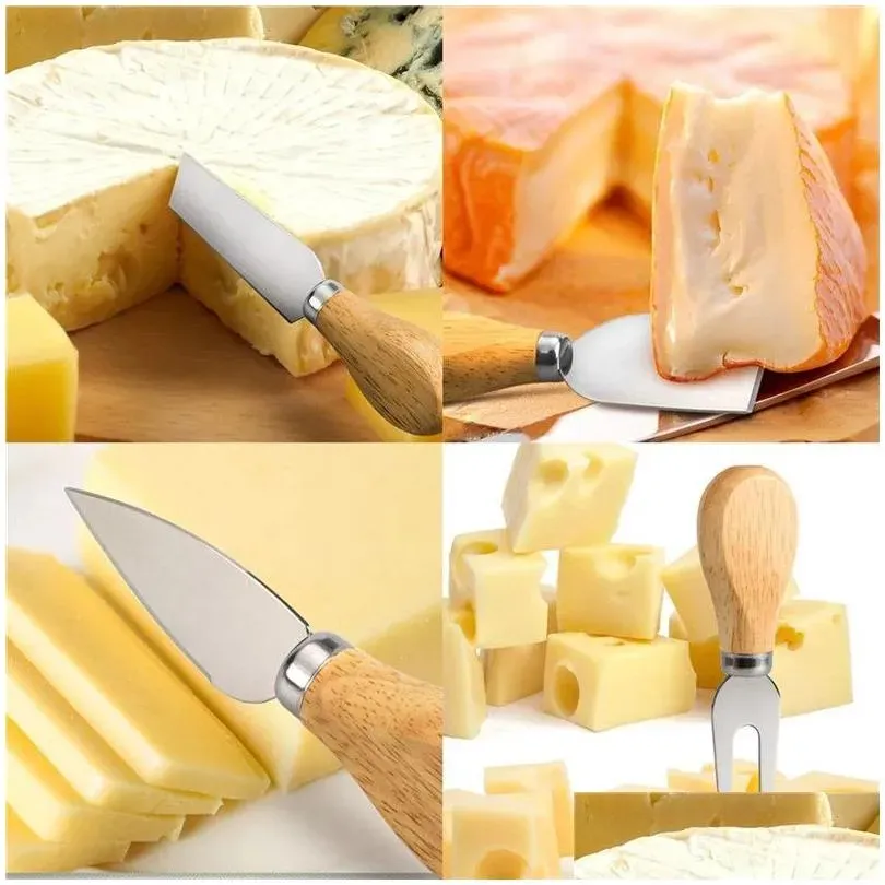 DHgate.com:4Pcs Cheese Tools Set, Stainless Steel Wood Handle Butter ...