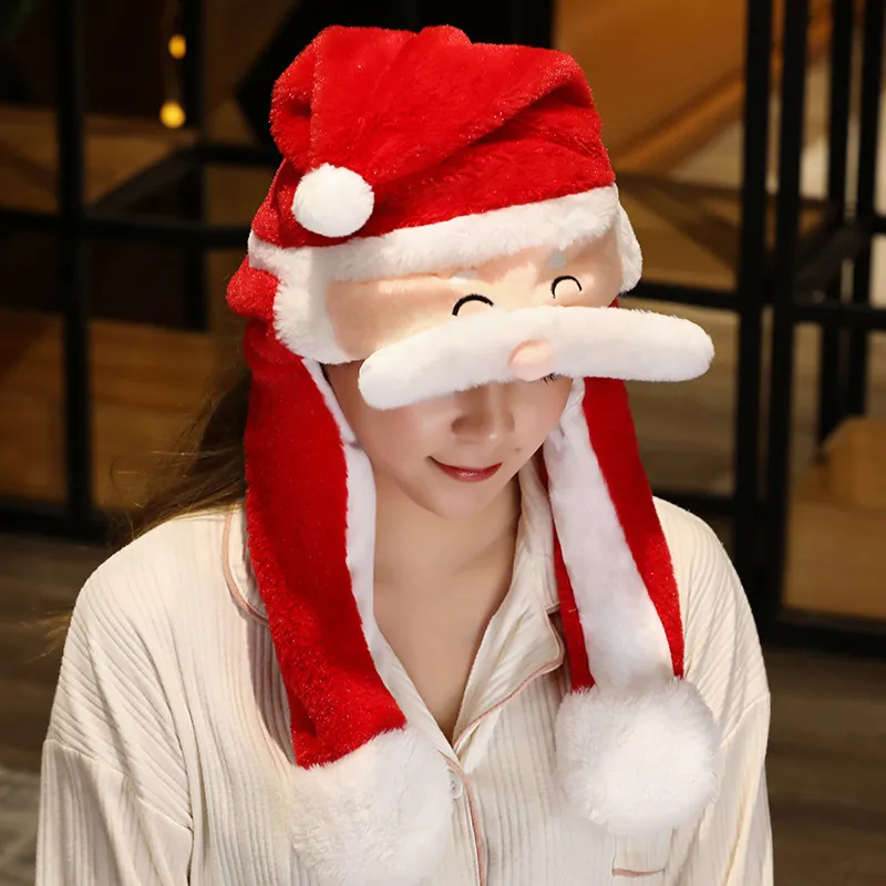 Plush Cartoon Animal Cap For Santa Claus Snowman Ear Moving Hats Adult ...