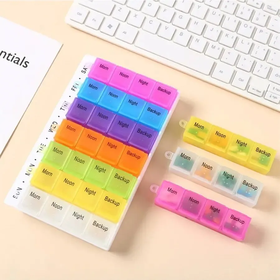 28-Slot Detachable Pill Organizer: Braille, Travel-Friendly Storage for ...