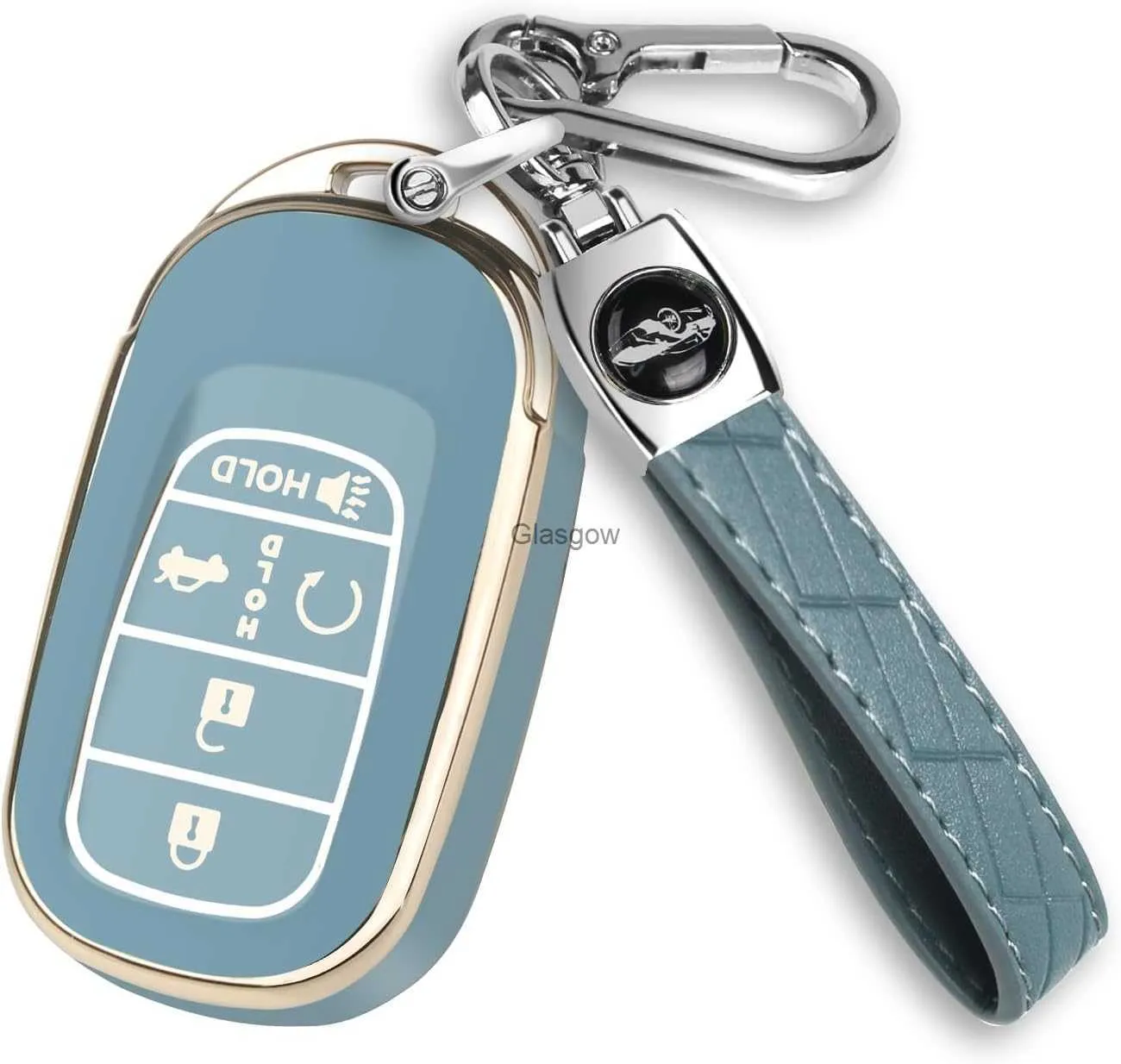 Premium TPU Car Key Fob Cover - Leather Keychain, Fits Honda Accord ...