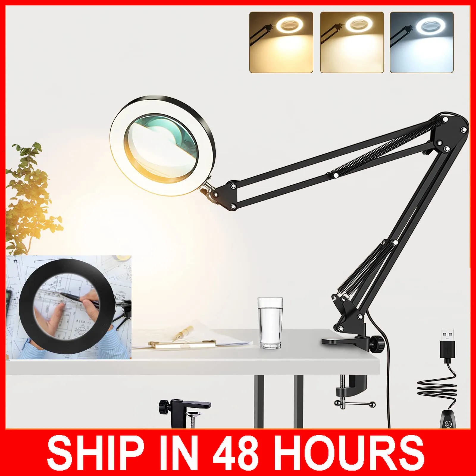 DHgate.com:10X Illuminated Magnifying Glass: USB 3-Color 64 LED ...