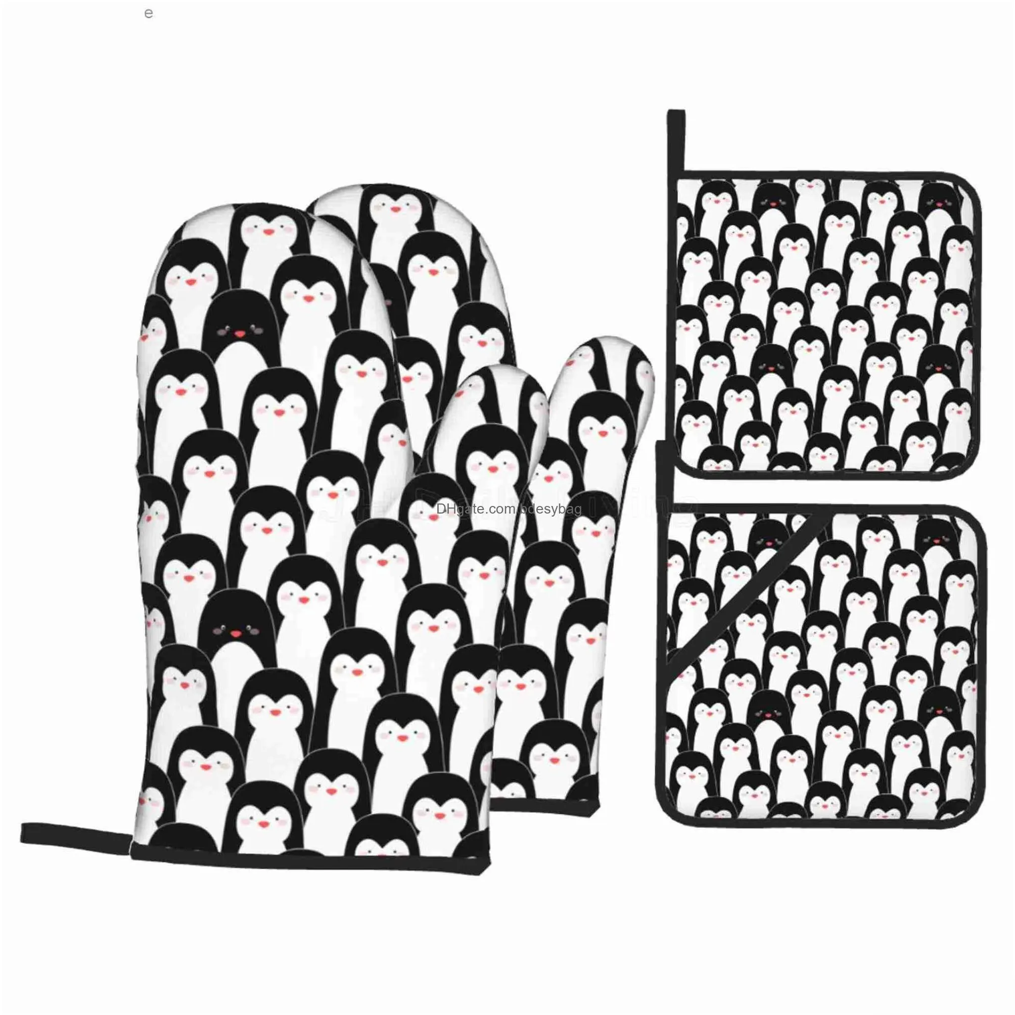 DHgate.com:Lovely Penguin Oven Mitts and Pot Holder Set: 4 Pcs Heat ...