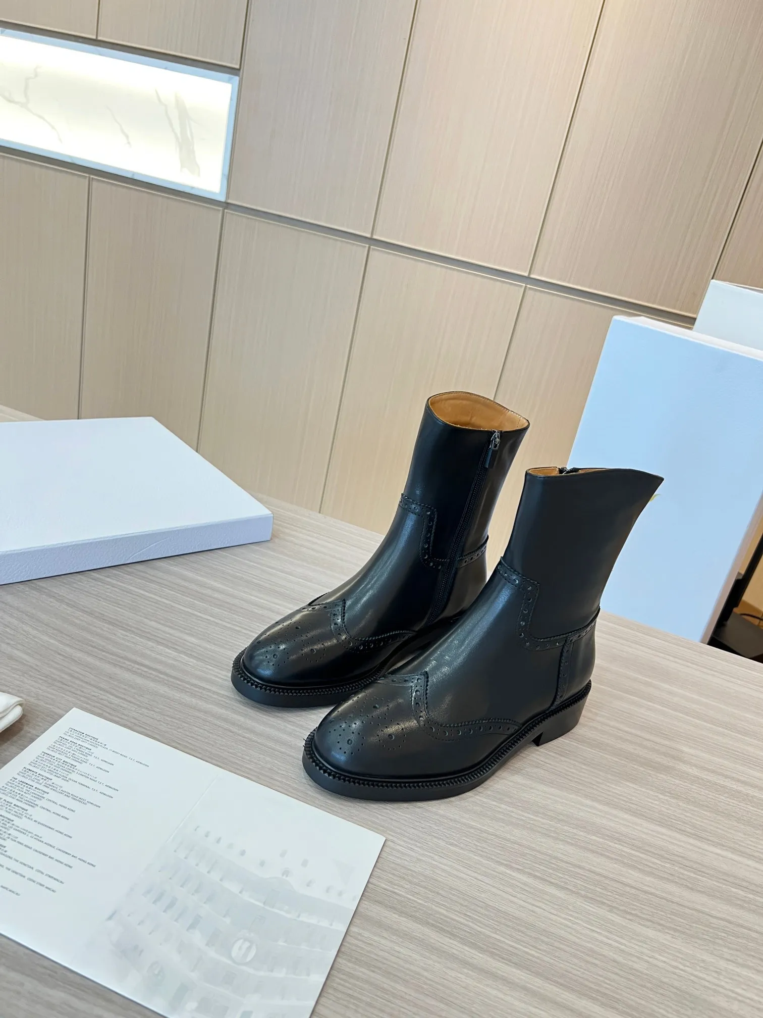 Ankle Boots for Women, Round Toe, Carve Design, Genuine Leather, Martin ...