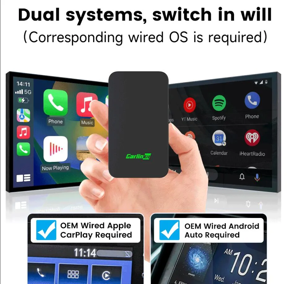 Wireless CarPlay & Android Auto Adapter - Smart Car Box with Navigation, Google Play, WiFi ...