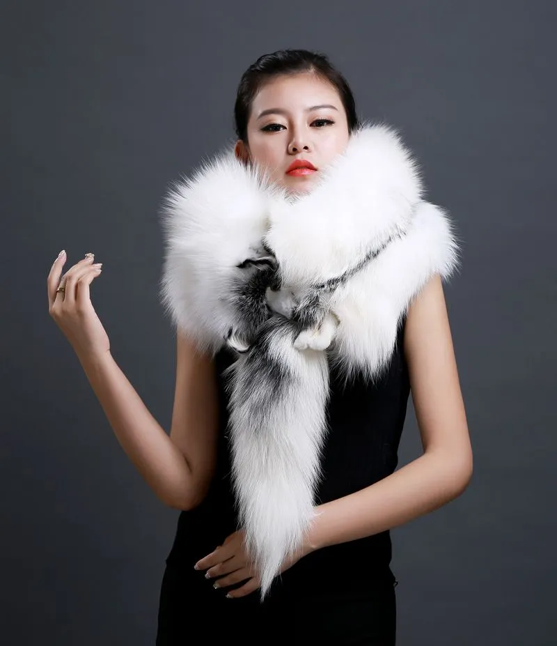 Whole Pelt Real Fox Fur Shawl Scarf Cape Wrap Fur Collar Winter Warm ...