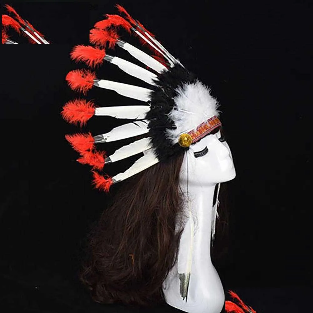 DHgate.com:Party Hats Headress Prop Role-Playing Hat Indian Chief Style ...