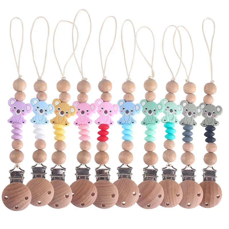 DHgate.com:Wooden Cartoon Baby Pacifier Clip Chain: Silicone Teething ...