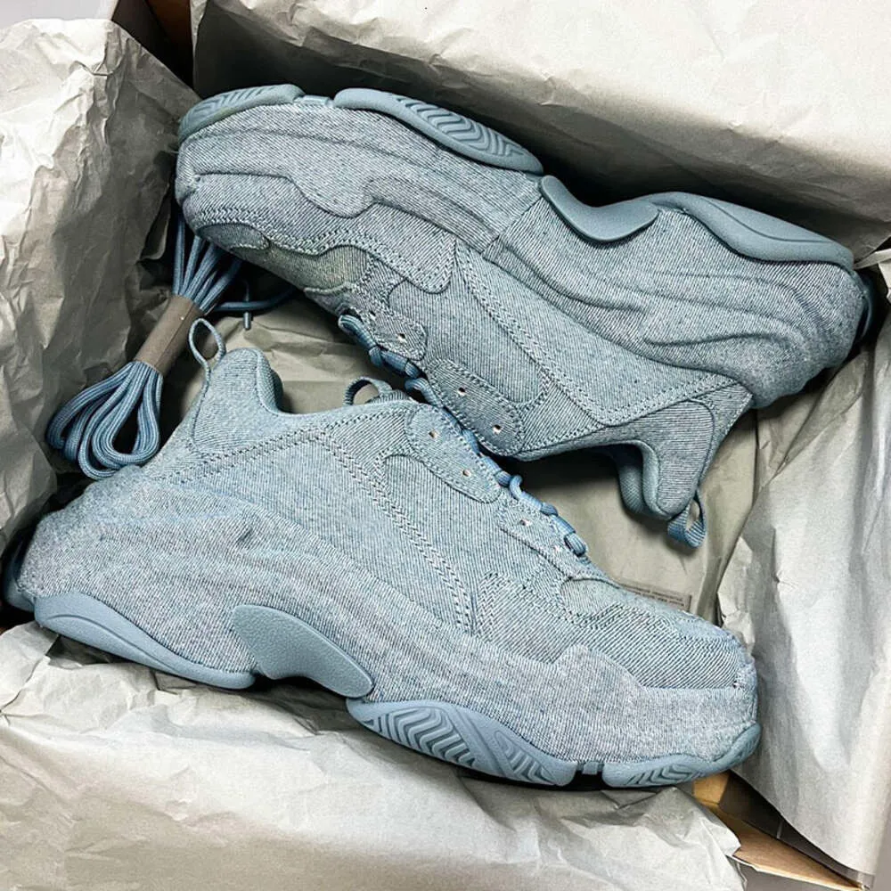 DHgate.com:Platform Classic Denim Blue Triple S Sneakers, Paris Fashion Week 17FW Trainers for ...