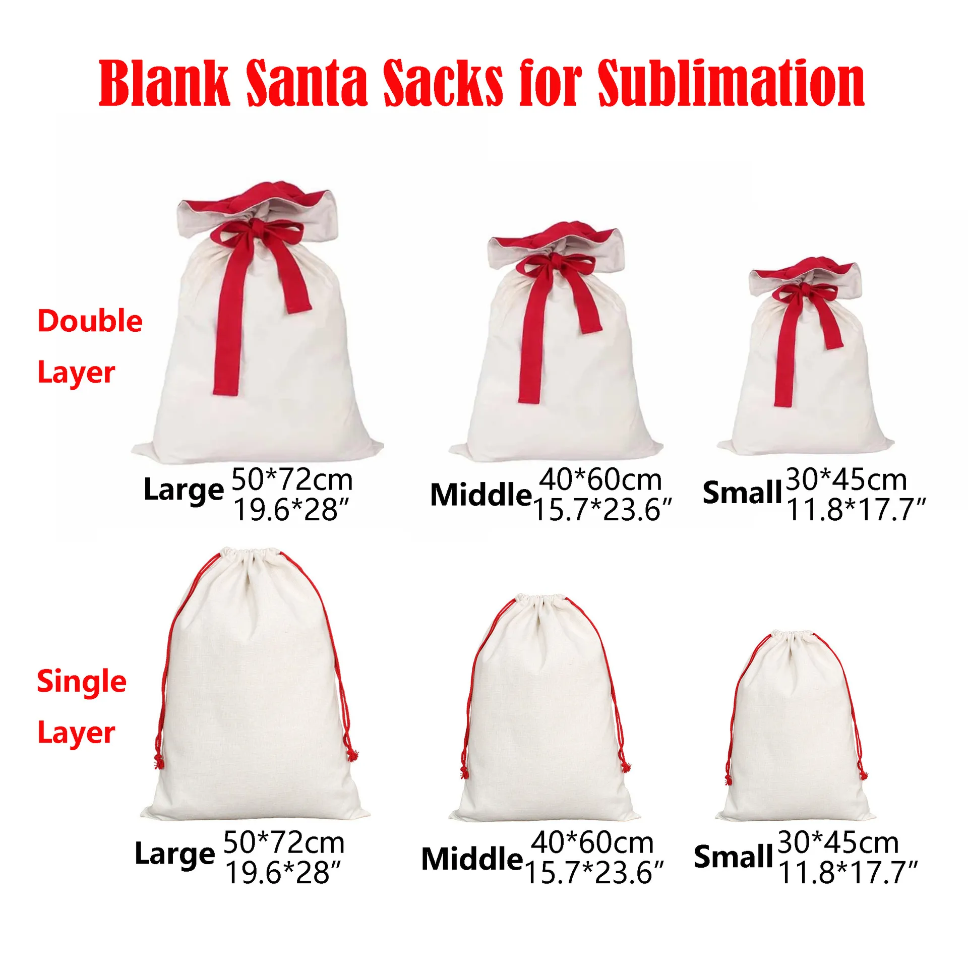 DIY Christmas Gift Pocket: Double Layer Sublimation Blank Santa Sacks ...