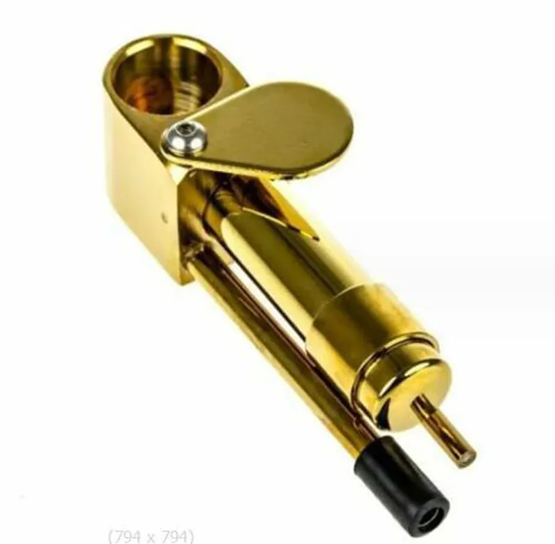 Metal Smoking Pipe 84mm Gold Brass Mini Pipes Portable Removable Water ...
