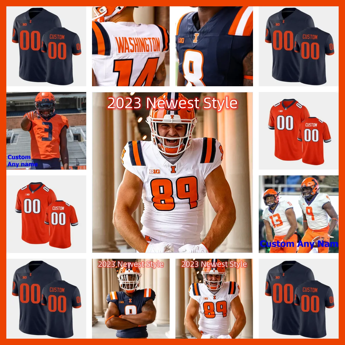 Custom Stitched Illini women's american football uniform featuring ...