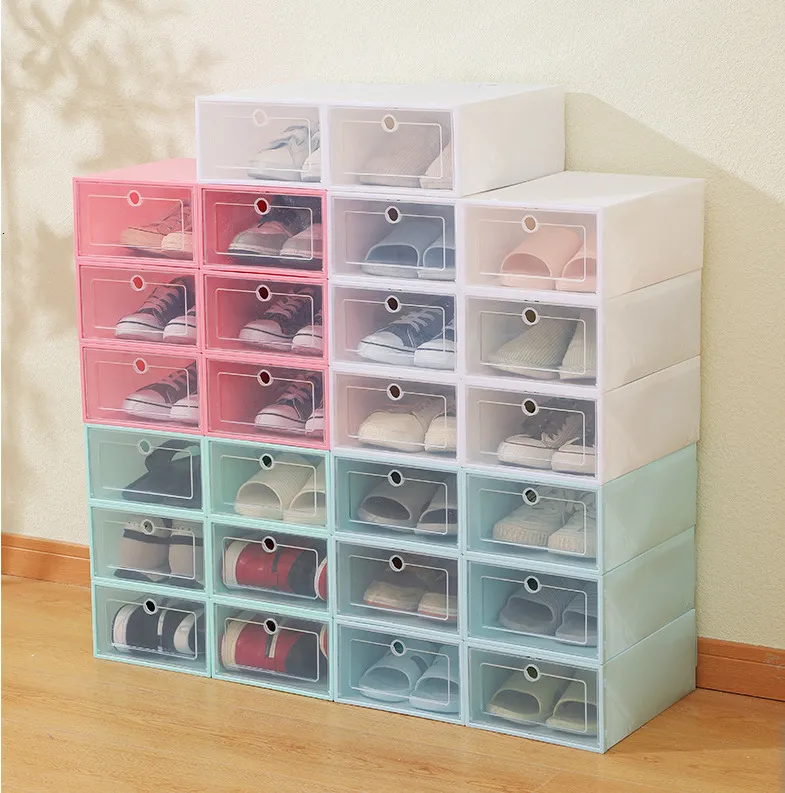 DHgate.com:Transparent Flip-Open Shoe Organizer, Stackable Shoe Storage ...