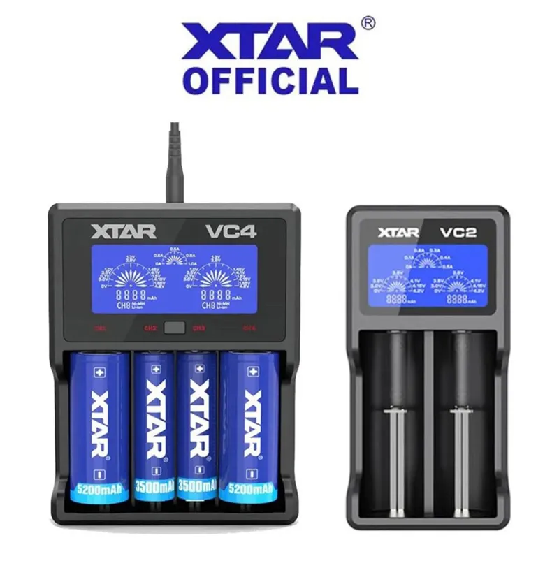 Smart Battery Charger - XTAR VC2 VC4 VC2S VC4S VC8 LCD - For 18650, 21700, 26650, & More ...