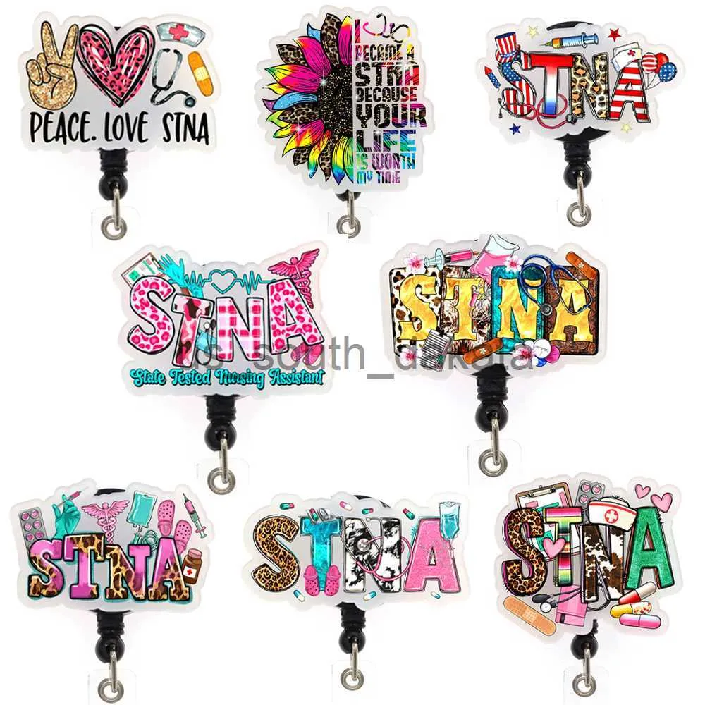 5 Pack Nurse Badge Reels Heart Acrylic Retractable ID Badge Holders For ...