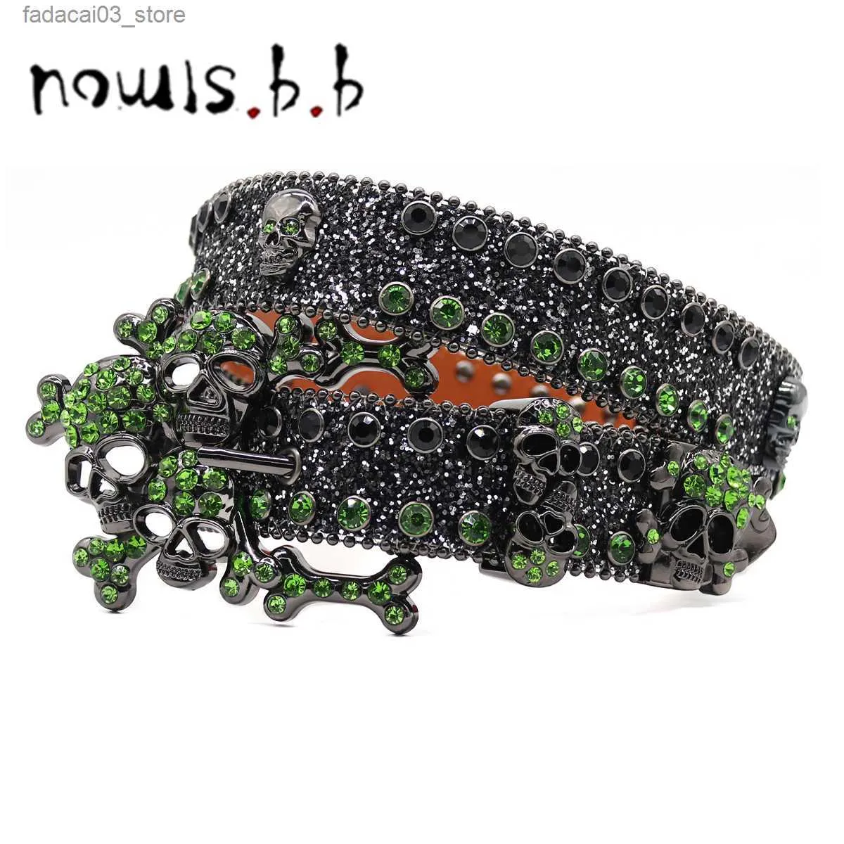 NOWISBB Western Rhinestone Skull Punk Belt For Women, Men, And Cowboy ...