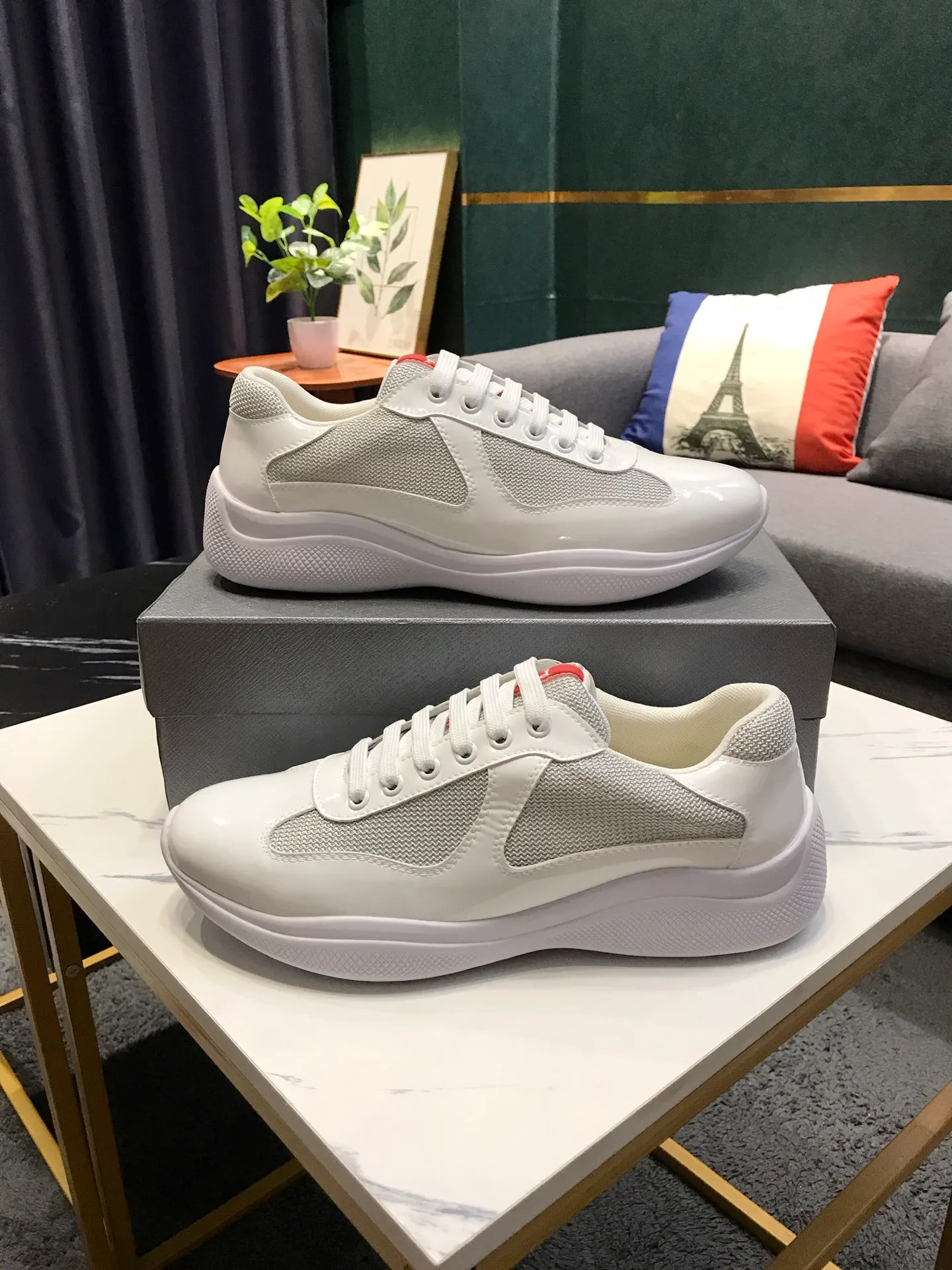 Mens Designer Low Top Leather Sneakers American Cup Style, Patent ...