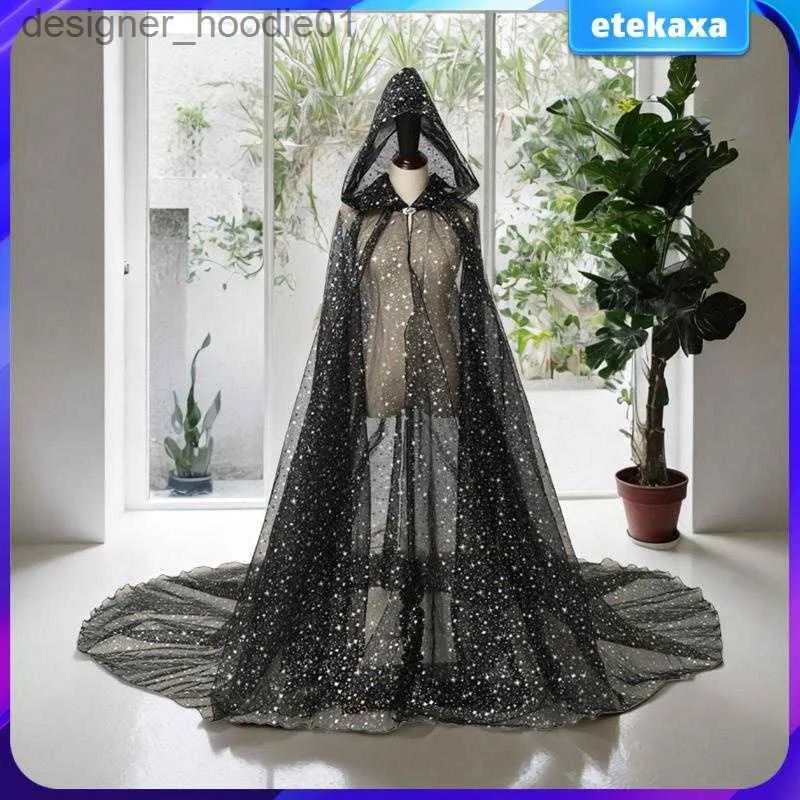 DHgate.com:Womens Etekaxa Hooded Tulle Mesh Cloak for Bridal Masquerade ...