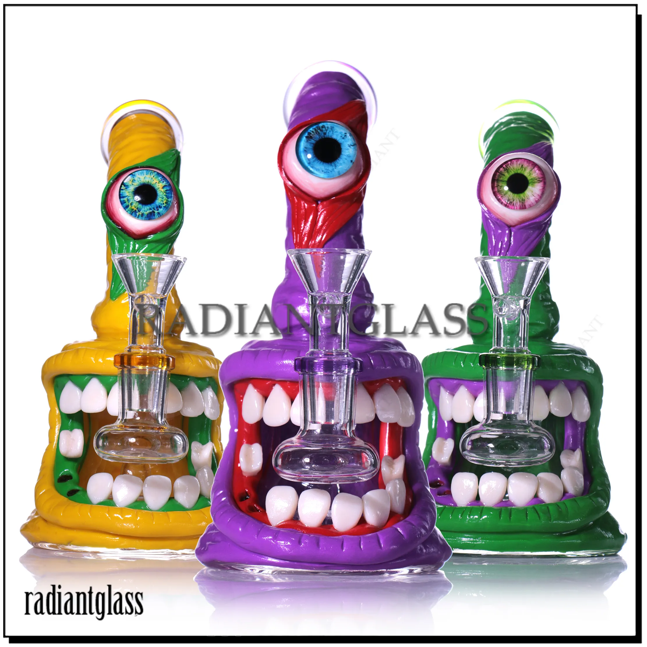 Wholesale Halloween Style 3D Glass Bong With Big Eyes And Bare Teeth ...