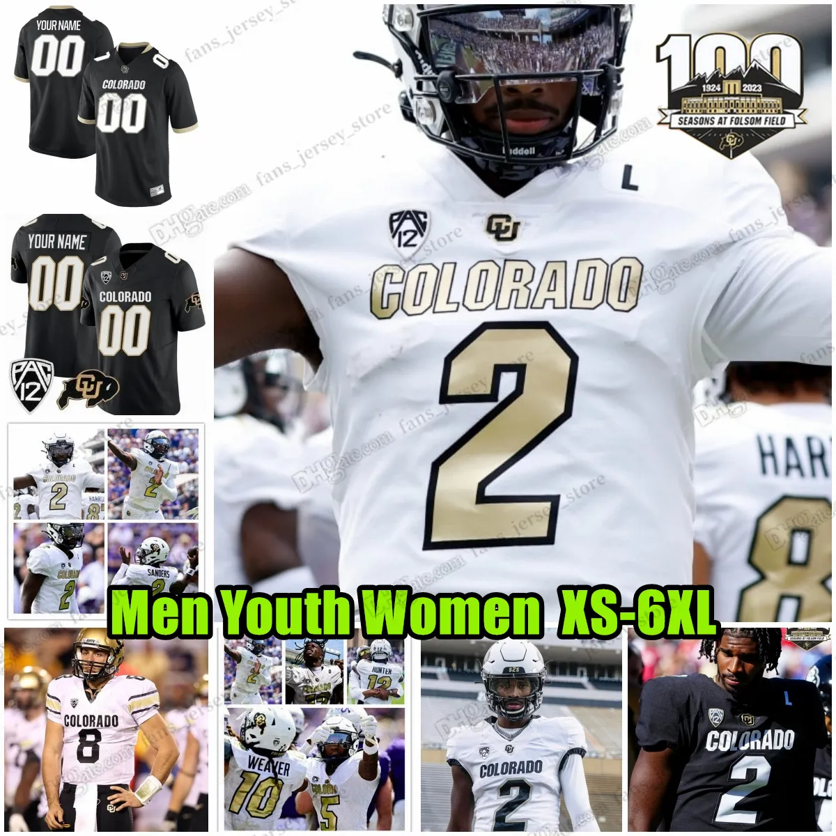2023 Custom XS 6XL NCAA Colorado Buffaloes Football Jerseys 2 Shedeur ...