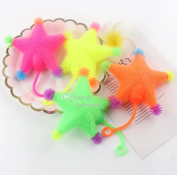 Light Up Tub Toys Rubber Bouncy Balls, LED Starfish Stress Relief ...