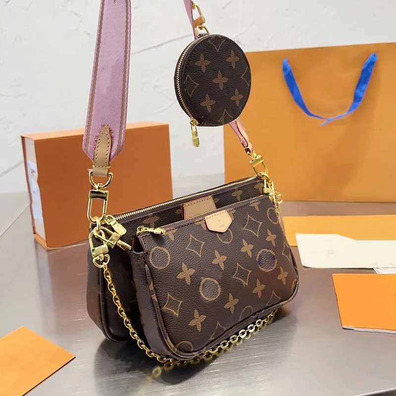 Brown Flower 3 In 1 Designer Brown Messenger Bag With Coin Purse Luxury ...