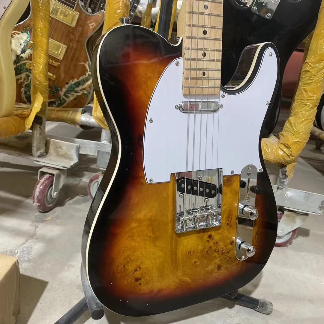Classic TL Electric Guitar Burl Maple Top Maple Fingerboard Chrom ...