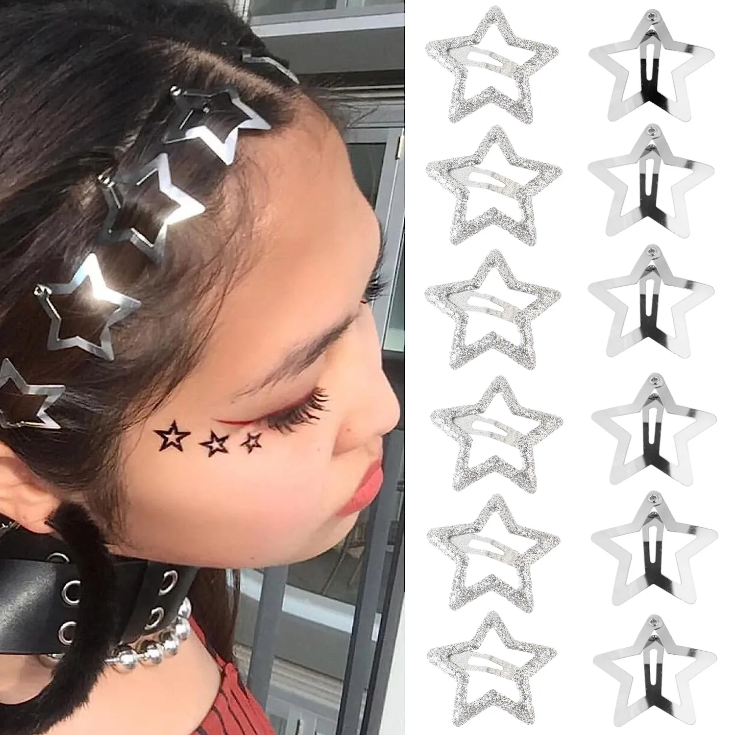 DHgate.com:Cute Five-Pointed Star Hair Clip, Silver Metal, 10 Colors ...