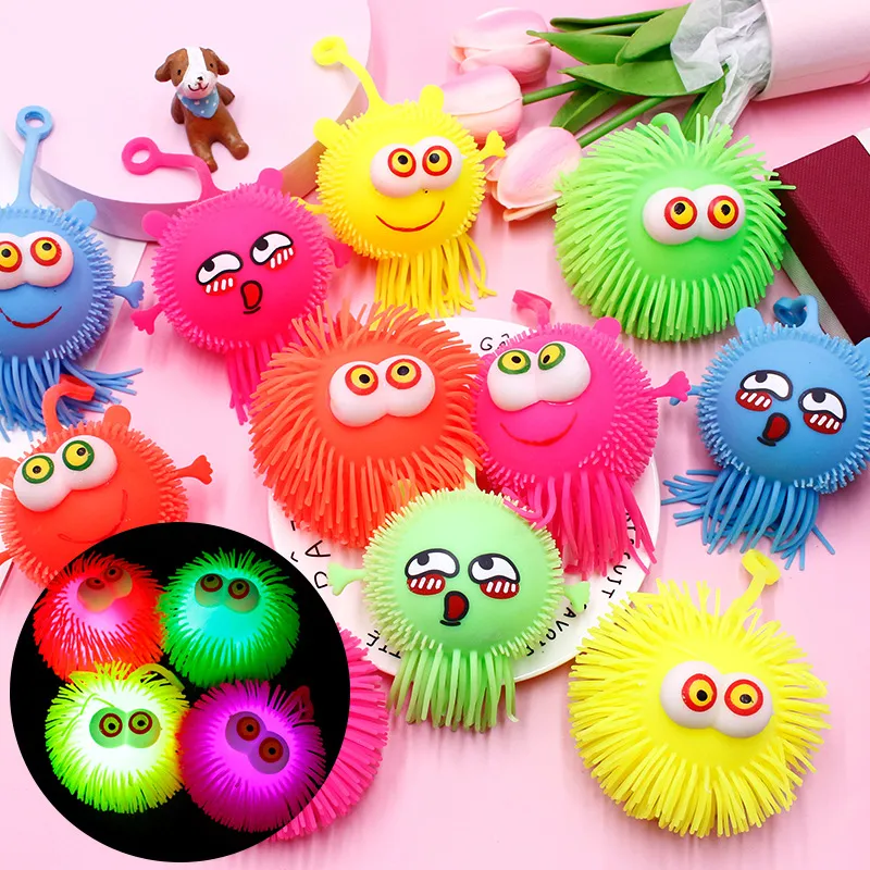 Glow In The Dark Puffer Ball Stress Relief Toy Stretchy Sensory Fidget ...