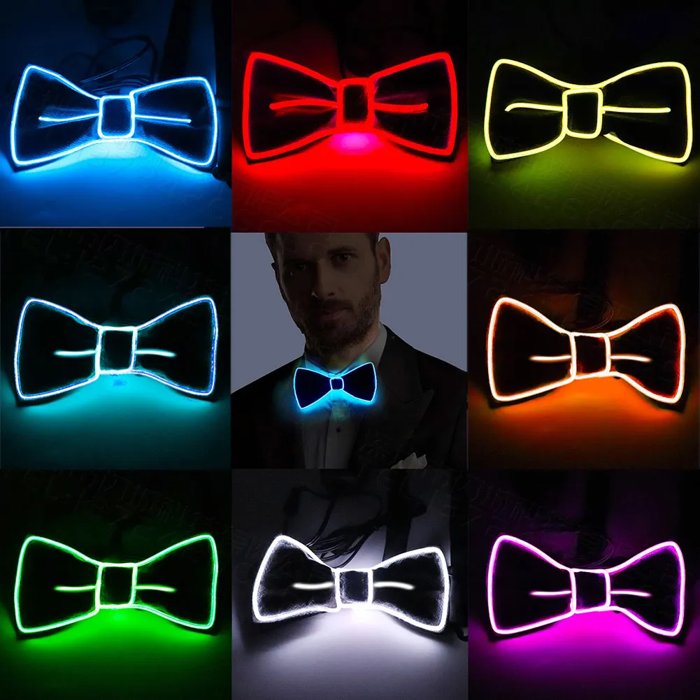 LED Luminous Neon Bow Tie For Masquerade, Wedding, Cosplay Glow In The ...
