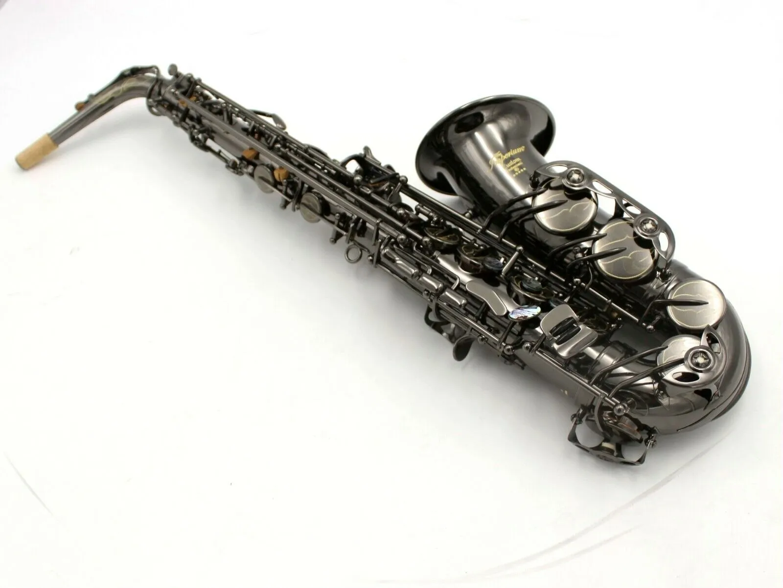 Eastern Music Professional Alto Saxophone with Engravings, Shiny Black ...