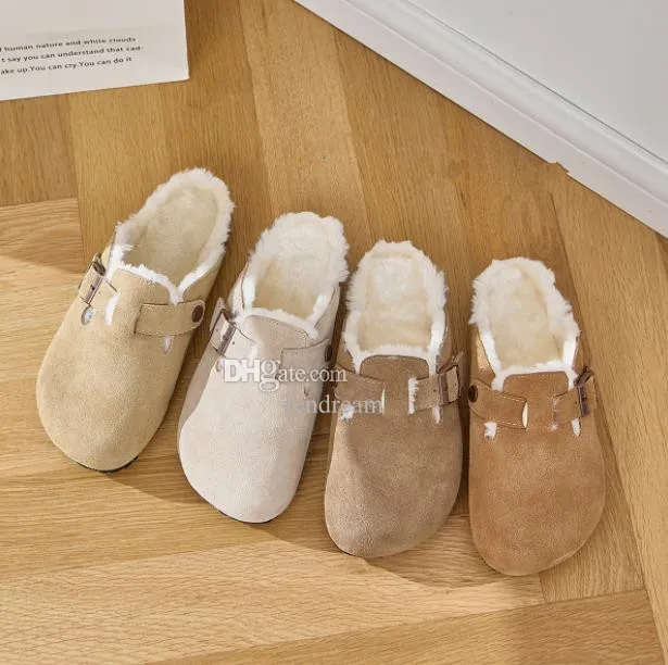Snow Slippers Women's Boots Autumn/Winter New Style Suede Wrapped Half ...