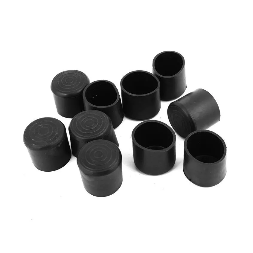 10 Pack Black Rubber Stoppers PVC Flexible Round End Caps 38MM Foot ...