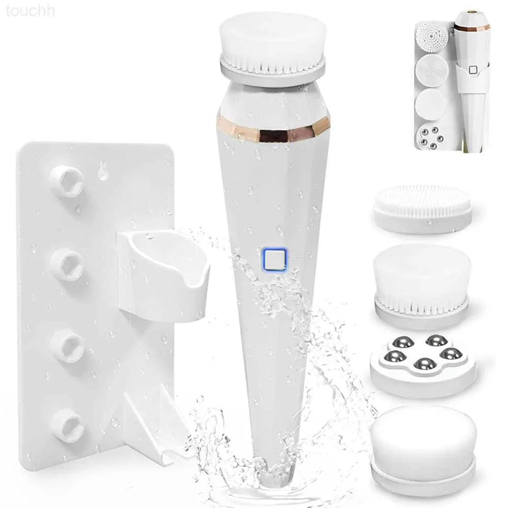 4-in-1 Electric Facial Cleansing Brush - 360° Rotating Face Scrubber ...