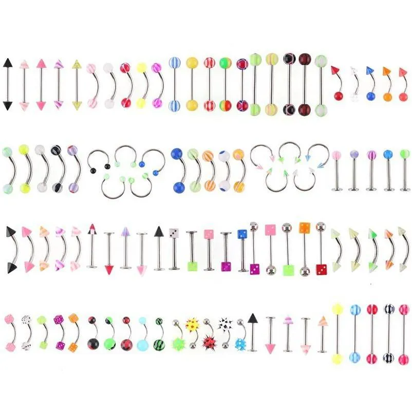 DHgate.com:110Pcs Mix Stainless Steel Body Piercing Jewelry Set for ...