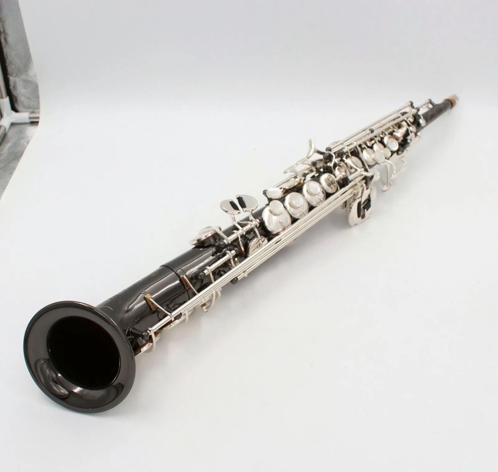 EM Black Nickel Plated Pipe Style Neck Built In Soprano Saxophone W ...