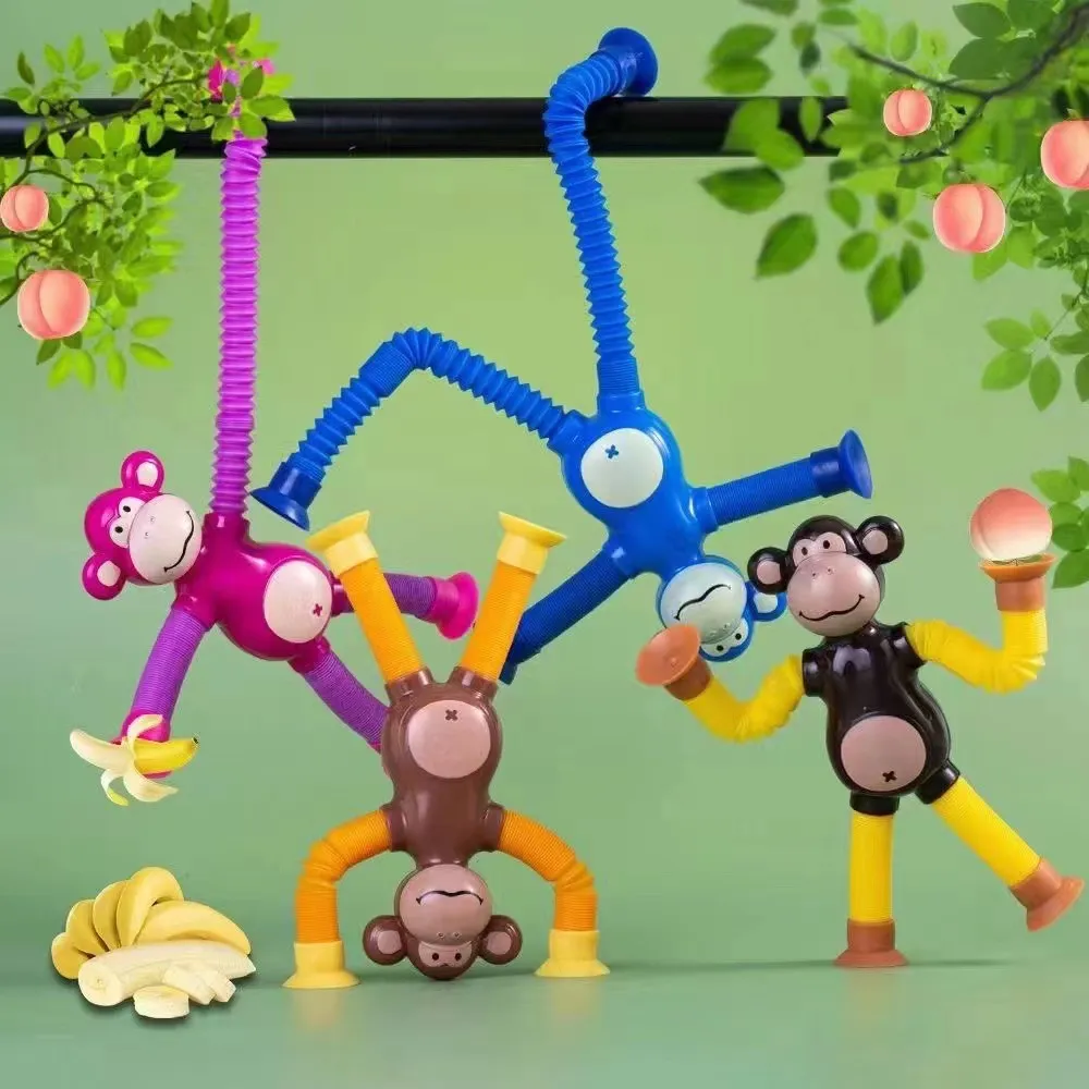 Telescopic Pop Tubes With Suction Cup Giraffe Robot Stress Monkey Toy ...