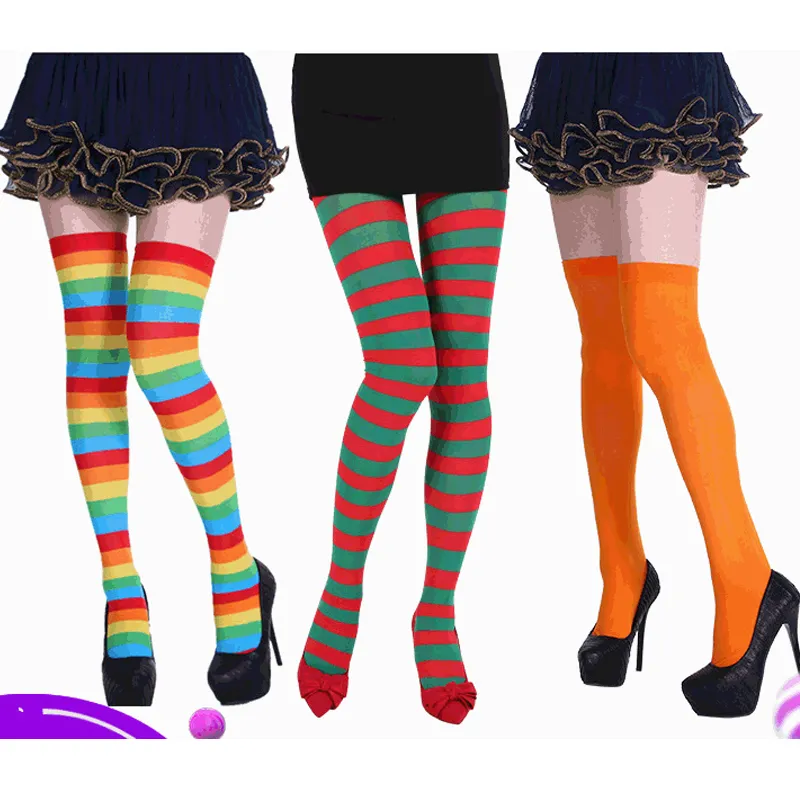 DHgate.com:Vibrant Striped Rainbow Tights: Opaque Full-Length Pantyhose ...