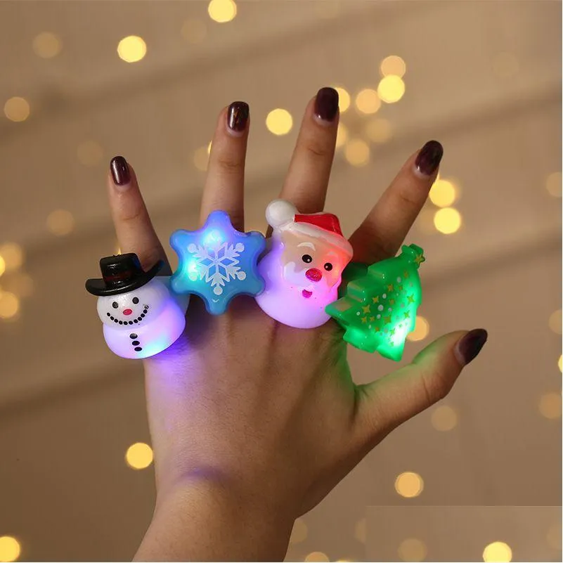 Christmas Light Up Finger Rings - LED Flashing Holiday Party Favors ...