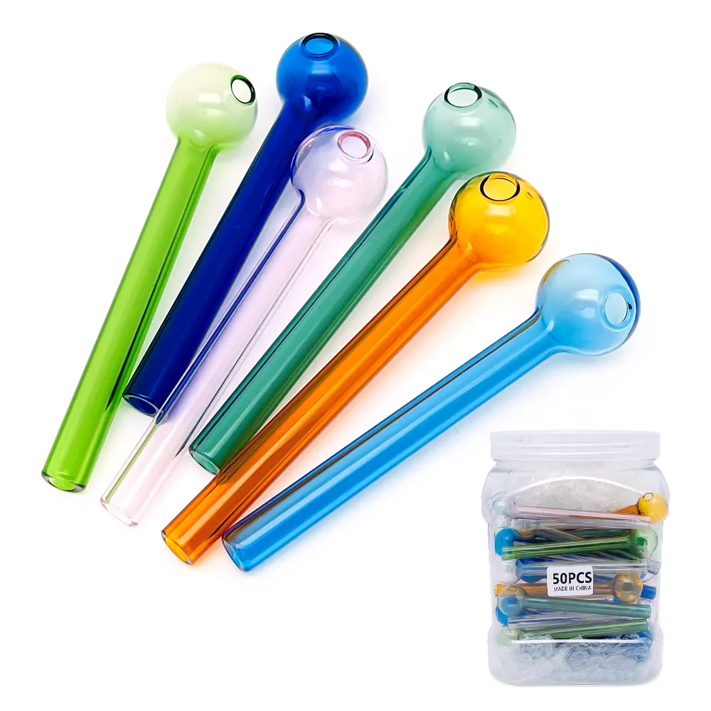 Mini Glass Smoke Pipes Colorful Pyrex Oil Burner Pipes, Straight Type ...