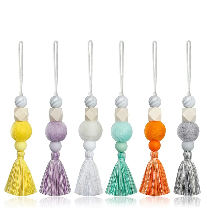 Car Fragrance Diffuser: Wooden & Silicone Beaded Auto Aroma Pendant ...