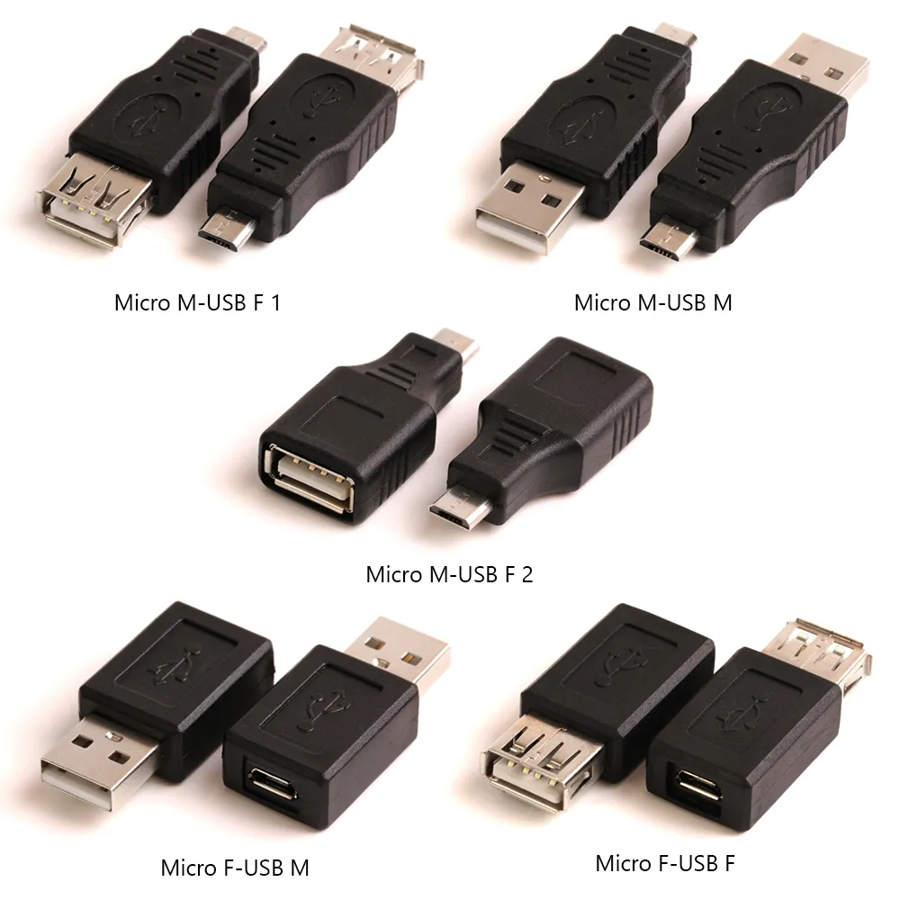 Mini USB Adaptor: Black Micro To USB Converter Dual Micro/Female ...