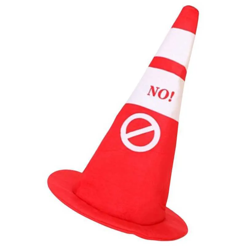 Traffic Cone Hat Halloween Costume Plush Cartoon Cosplay Headwear For ...