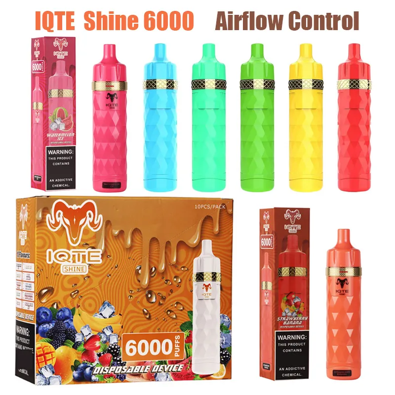 IQTE Shine 6000 Puff 6K Disposable Vape Desechable E Cigarette Vape Pre ...