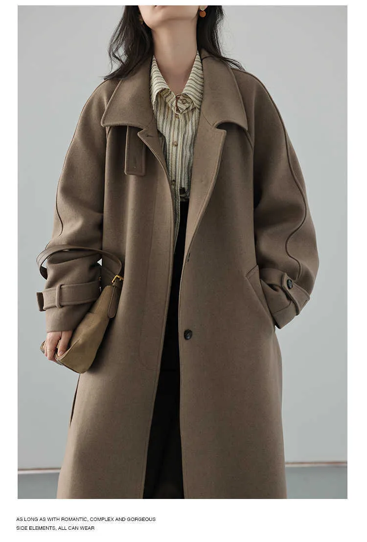 Chic VEN Womens Long Woolen Toteme Trench Coat With Standing Chic VEN Womens Long Woolen Toteme Trench Coat With Standing