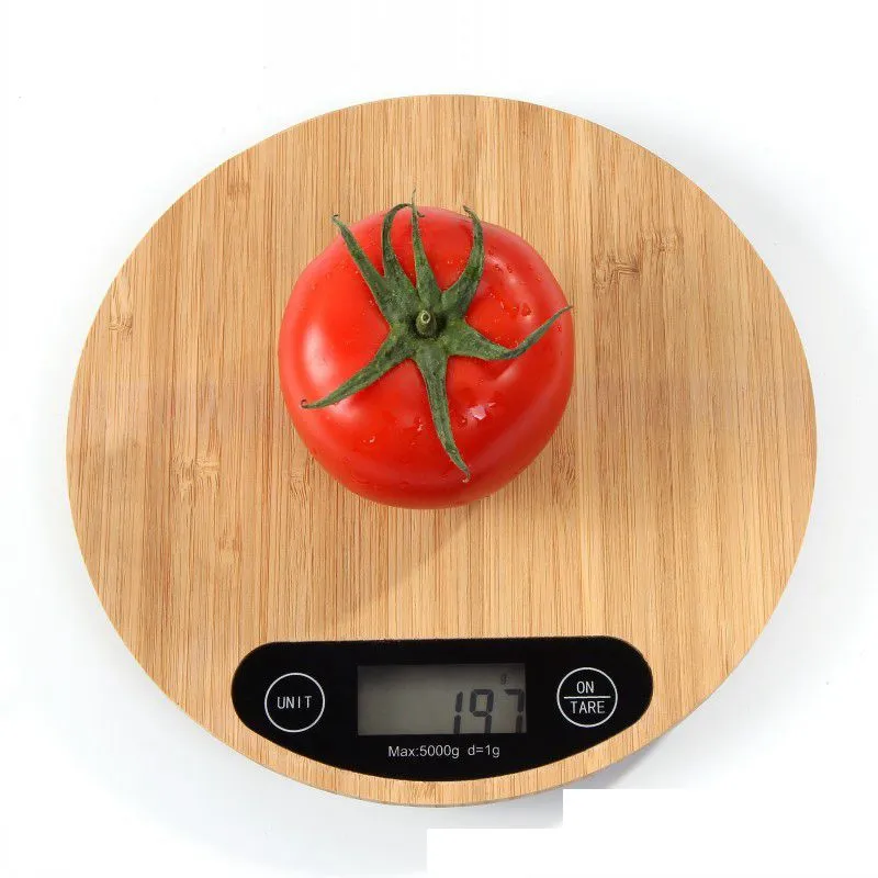 5kg Digital Kitchen Scale - Bamboo Platform, Precision 1g Increments ...