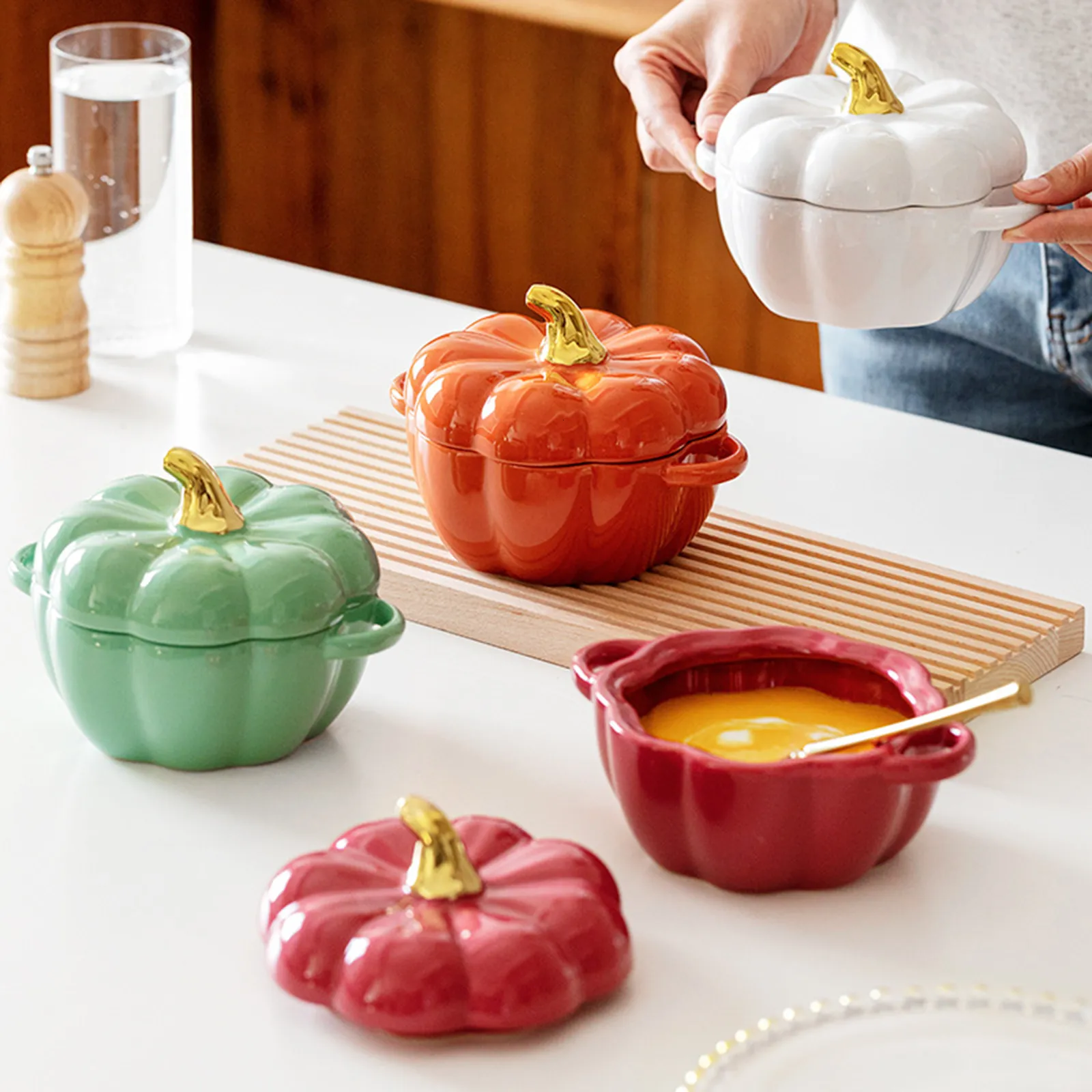 DHgate.com:230919 Unbreakable Pumpkin Dinnerware Set with Lid ...